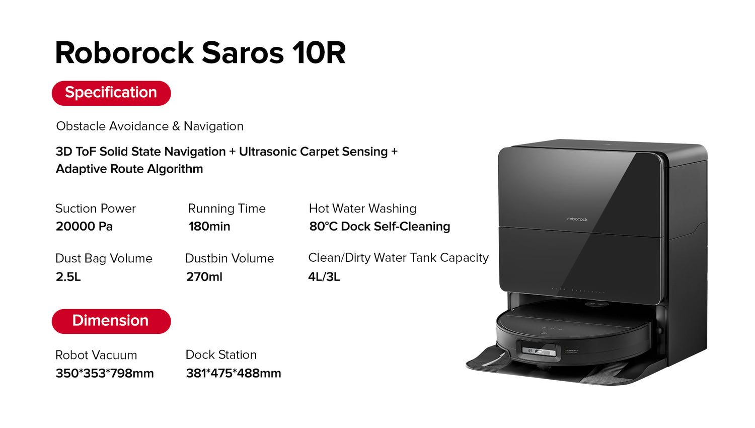 Roborock Saros 10R Robot Vacuum Black – Roborock Singapore
